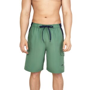 speedo men's standard swim trunk knee length marina sport volley, dark ivy, x-large