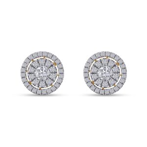 savearth diamonds 1 carat (cttw) round cut lab created moissanite diamond halo cluster stud earrings in 14k yellow gold over sterling silver (vvs1 clarity)