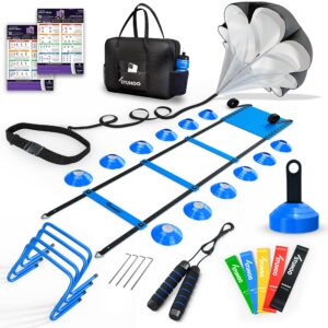 STUHOO Agility Training Equipment Set | Soccer Training Equipment for Kids Youth | Agility Ladder Speed Training Equipment with Bag | Football Training Equipment with Speed Hurdles, Cones for Footwork