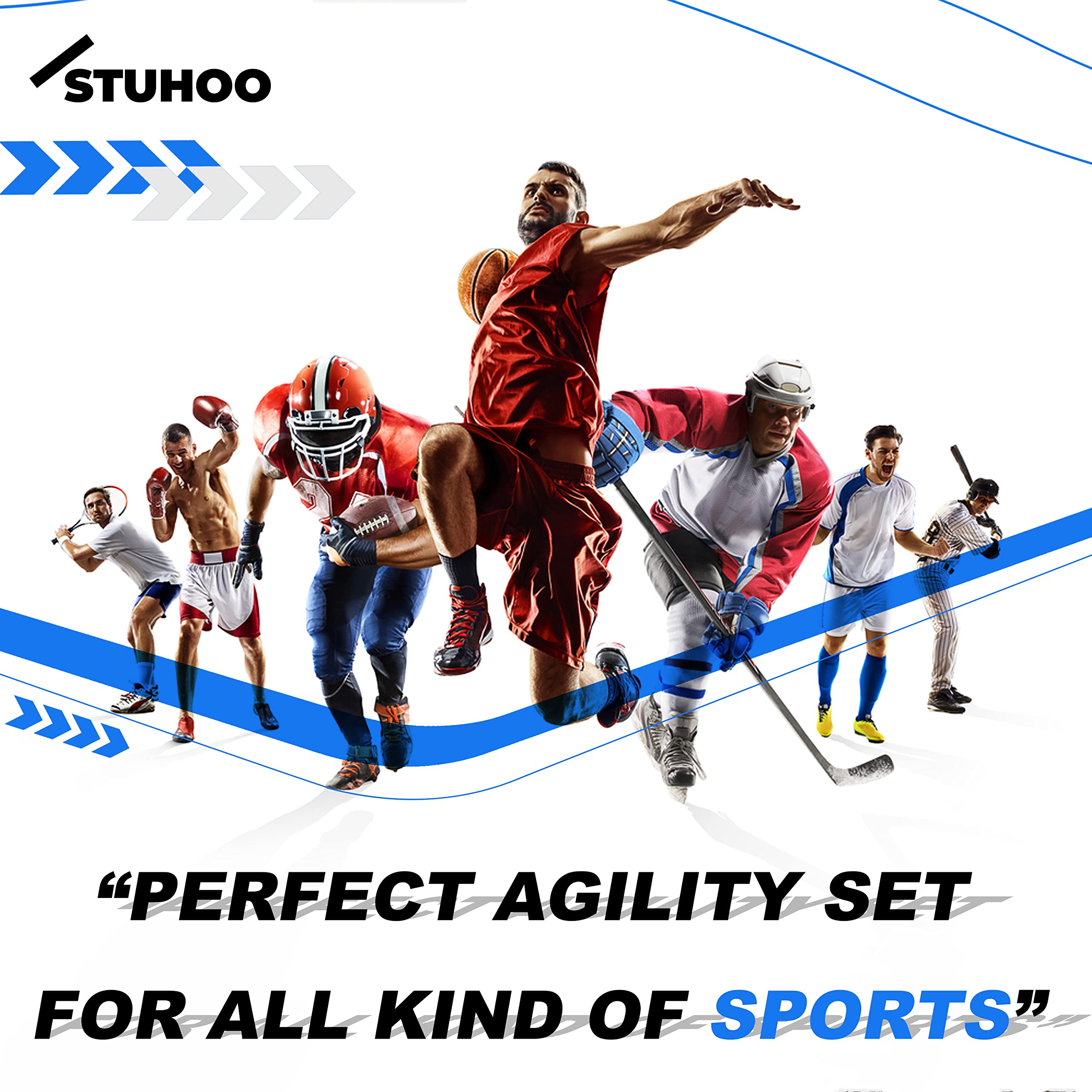 STUHOO Agility Training Equipment Set | Soccer Training Equipment for Kids Youth | Agility Ladder Speed Training Equipment with Bag | Football Training Equipment with Speed Hurdles, Cones for Footwork