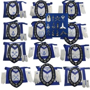 masonic blue lodge free masons officer aprons 12 chain collar 12 jewels 12 gloves 12 set of 12x4 lot