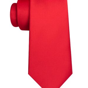 RBOCOTT Red Tie Necktie and Pocket Square with Tie Clip Sets for men Party Wedding and Business