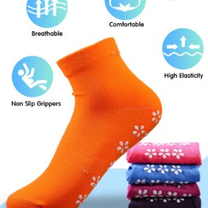 Vicenpal 45 Pairs Non Slip Socks Non Skid Socks Yoga Socks Women Men Slipper Socks with Grippers Foot Pattern Skid Proof Socks for Hospital Barre Pilates, 15 Colors …