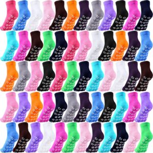 vicenpal 45 pairs non slip socks non skid socks yoga socks women men slipper socks with grippers foot pattern skid proof socks for hospital barre pilates, 15 colors …