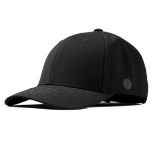 branded bills bare elite curved hat, black, fits 7-7.5, with curved bill, double layer performance paneling, adjustable snapback, silk-soft front lining, quad-foam band, water-repellent shell