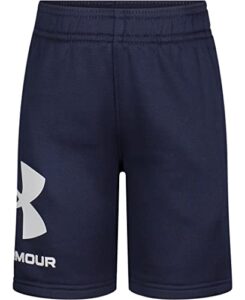 under armour boys symbol signature terry casual shorts, midnight navy, 7 us