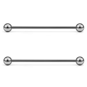 Vsnnsns 16G G23 Titanium Straight Barbell Piercing Jewelry Tongue Rings Nipple Rings Piercing Jewelry Industrial Earrings Barbell Cartilage Tragus Piercing Jewelry 16 Gauge for Women Men 38mm