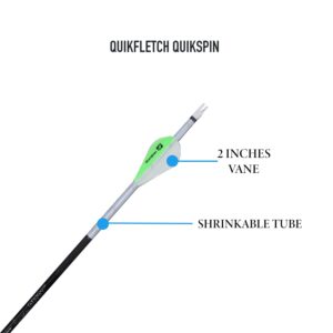 NAP Quikfletch Quikspin 2" 4-Vanes Stabilizing Fletching - White/Green, 2" Vane