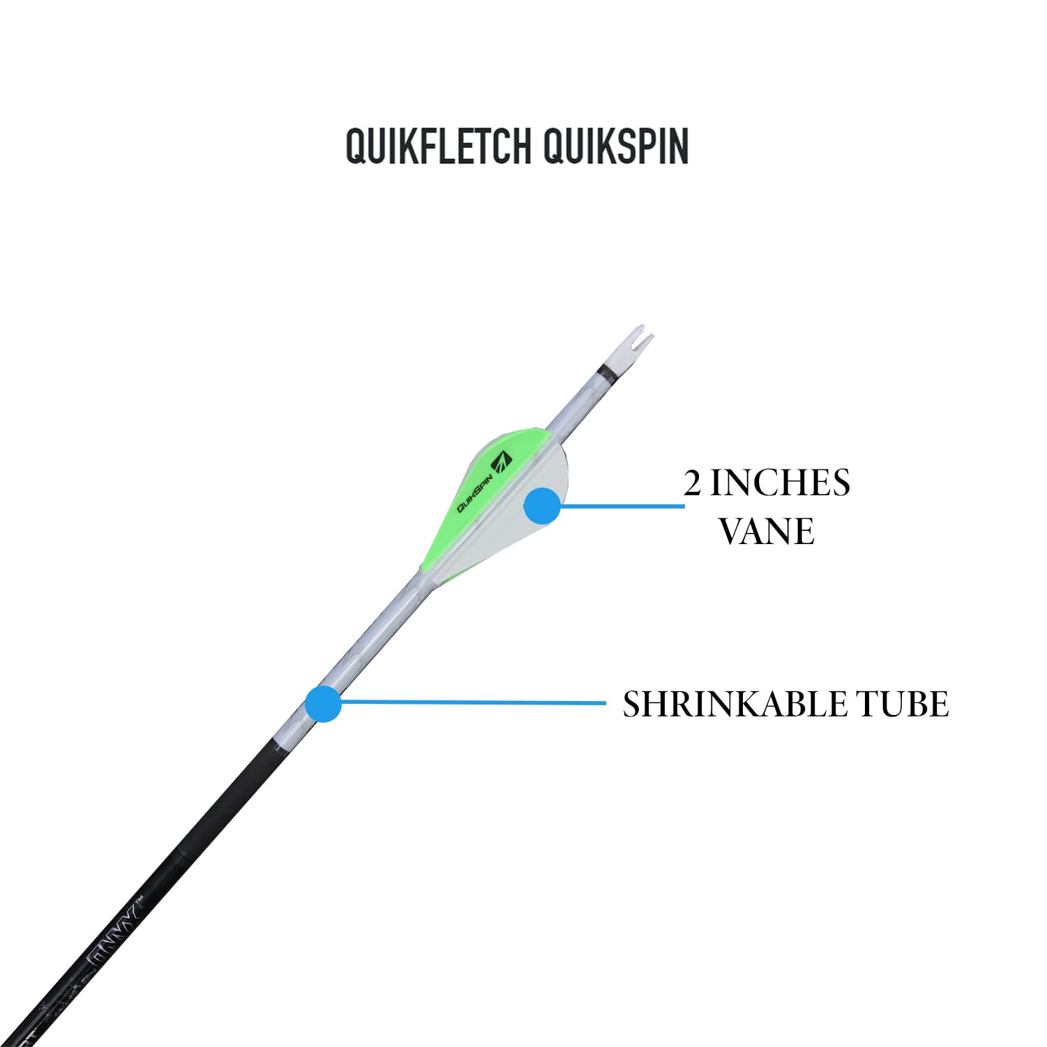 NAP Quikfletch Quikspin 2" 4-Vanes Stabilizing Fletching - White/Green, 2" Vane