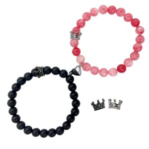 ymeeaa couples bracelets king&queen crown his and her heart matching long distance relationship gifts for boyfriend and girlfriend on anniversary jewelry women men.