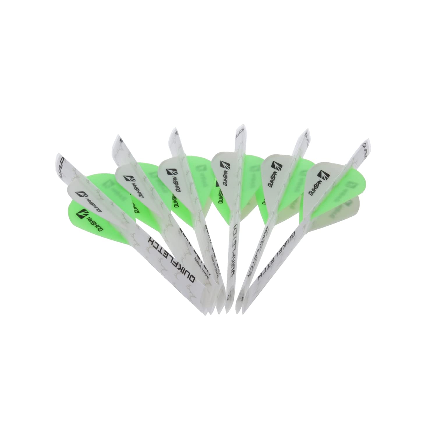 NAP Quikfletch Quikspin 2" 4-Vanes Stabilizing Fletching - White/Green, 2" Vane