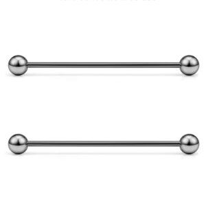 Vsnnsns 16G G23 Titanium Straight Barbell Piercing Jewelry Tongue Rings Nipple Rings Piercing Jewelry Industrial Earrings Barbell Cartilage Tragus Piercing Jewelry 16 Gauge for Women Men 38mm