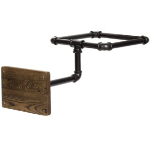 MyGift Wall Mounted Stability Ball Rack, Yoga and Exercise Ball Holder Stand with Industrial Metal Pipe and Burnt Wood