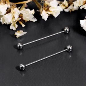 Vsnnsns 16G G23 Titanium Straight Barbell Piercing Jewelry Tongue Rings Nipple Rings Piercing Jewelry Industrial Earrings Barbell Cartilage Tragus Piercing Jewelry 16 Gauge for Women Men 38mm