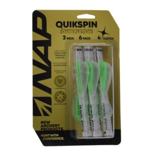 NAP Quikfletch Quikspin 2" 4-Vanes Stabilizing Fletching - White/Green, 2" Vane