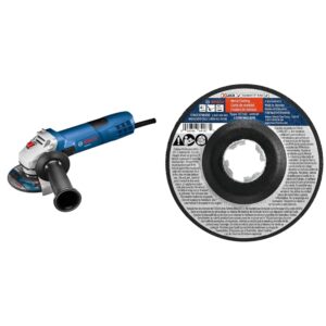 bosch 4-1/2 inch angle grinder gws8-45withbosch cwx27m450 4-1/2 in. x .098 in. x-lock arbor type 27a (iso 42) 30 grit metal cutting and grinding abrasive wheel