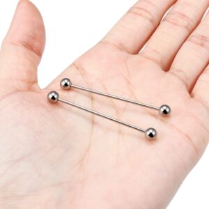 Vsnnsns 16G G23 Titanium Straight Barbell Piercing Jewelry Tongue Rings Nipple Rings Piercing Jewelry Industrial Earrings Barbell Cartilage Tragus Piercing Jewelry 16 Gauge for Women Men 38mm