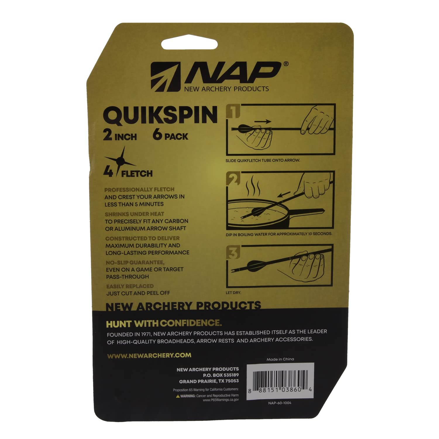 NAP Quikfletch Quikspin 2" 4-Vanes Stabilizing Fletching - White/Green, 2" Vane