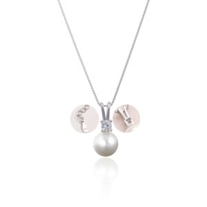 qapawe white single pearl necklace pendants | one pearl pendant necklace with a pearl jewelry | pearl drop necklace | silver pearl necklaces for women (ds740, 8mm)