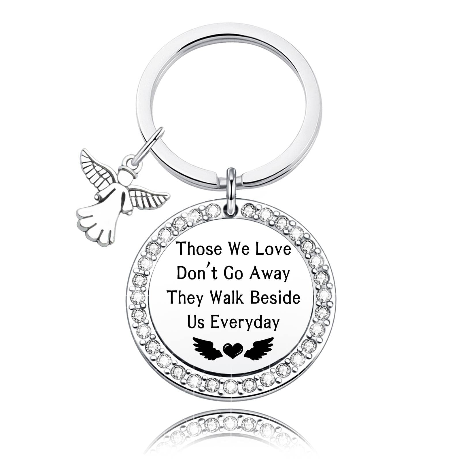 Memorial Keychain Sympathy Jewelry Those We Love Don't Go Away Gifts Angel Keyring Remembrance Loved One Gift Comfort Gift (Angel Those KS)