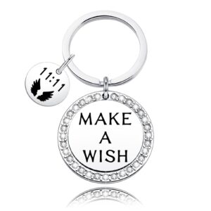 make a wish keychain spiritual jewelry new adventure gifts 11:11 angel wing keychain make a wish gift wish lover gift (11:11 k s)