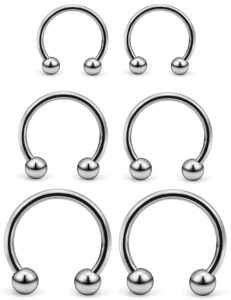 vsnnsns 16g g23 titanium septum rings nose rings hoop horseshoe rings septum piercing jewelry helix daith cartilage tragus earrings lip eyebrow rings piercing jewelry for women men 8mm 10mm 12mm 6pcs