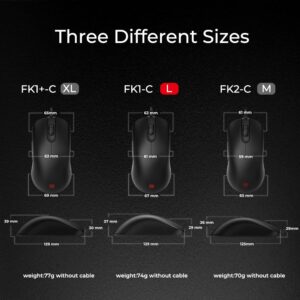 BenQ Zowie FK1-C Symmetrical Gaming Mouse | Professional Esports Performance | Driverless | Paracord Cable | Revisioned C-Features | Matte Black | Large Size