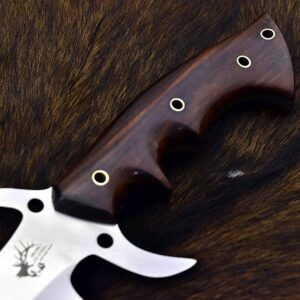 DKONLY-BLADES USA: Custom Handmade D2 Steel Full Tang Hunting Barong Camp Knife with Rose Wood Handle & Leather Sheath (AM46), Brown, Full Size 17.5'' Handle Size 5.5'' Blade Size 12''