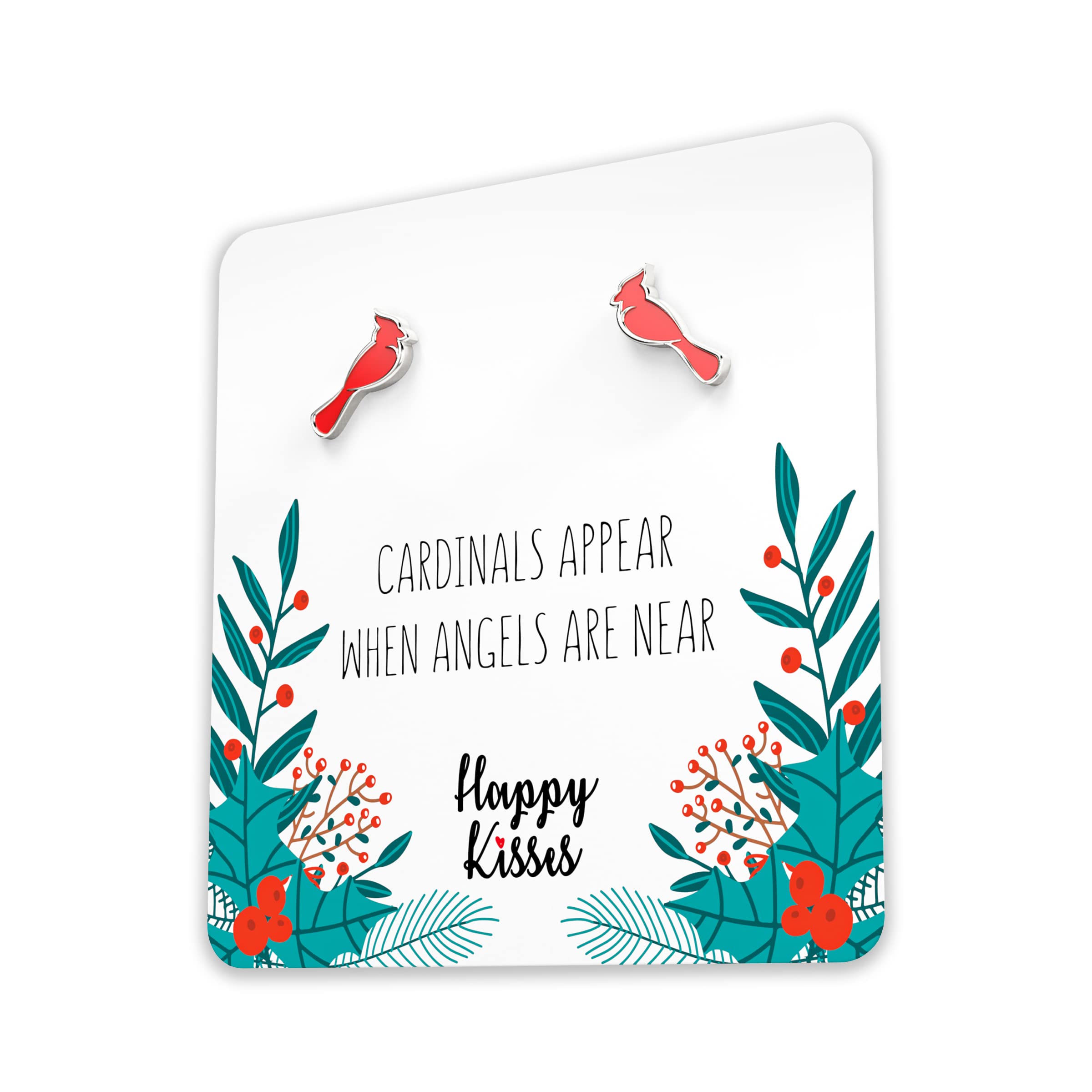 Red Cardinal Earrings with “Cardinals Appear When Angels Are Near” Gift Card