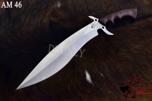 dkonly-blades usa: custom handmade d2 steel full tang hunting barong camp knife with rose wood handle & leather sheath (am46), brown, full size 17.5'' handle size 5.5'' blade size 12''