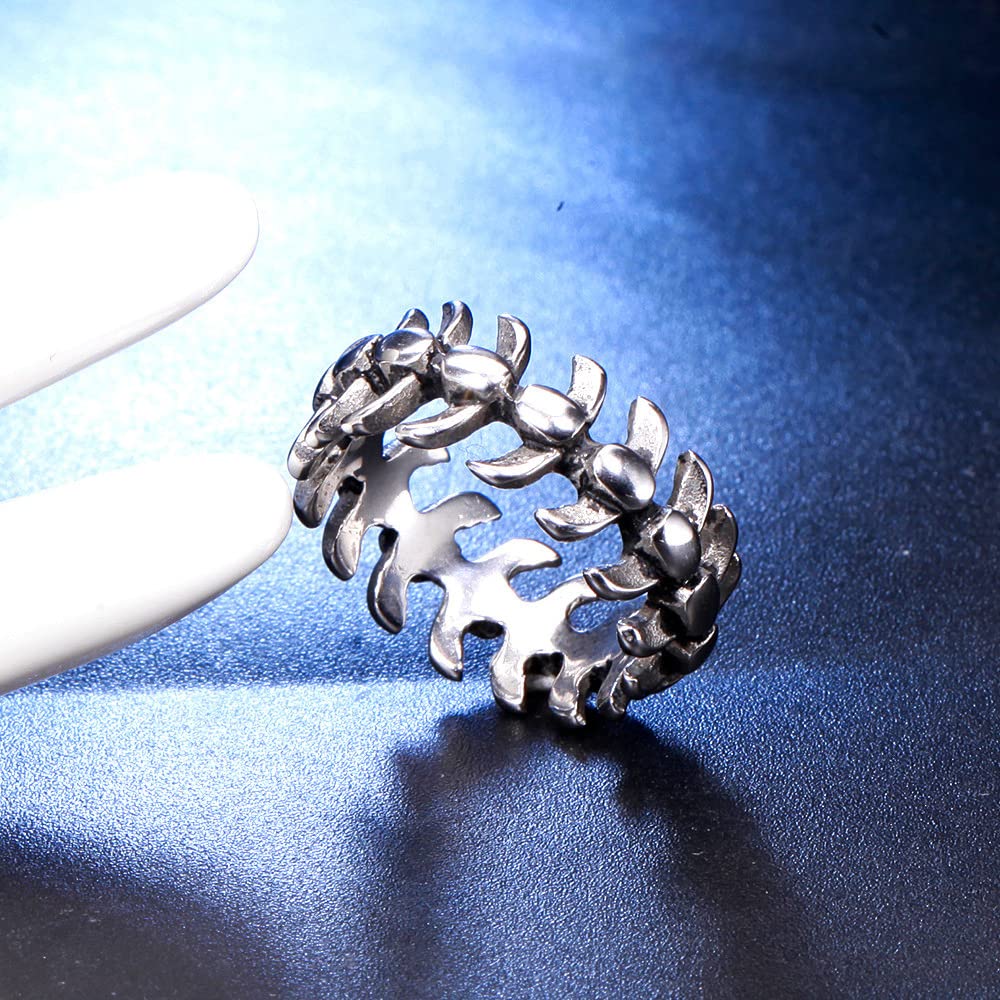 JILIYUPA Silver Goth Punk Ring for Men Women, Skeleton Human Spine Ring, Cool Gothic Ring, Vintage Ring, Knuckle Ring, Y2K Accessories (7)