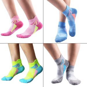 J.WMEET Womens Ankle Socks Athletic Cushioned Breathable Performance Sport Tab Cotton Quarter Women's Running Socks 6 Pack