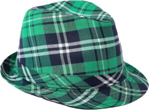 lemonsoda st. patrick's day green plaid fedora hat costume accessory for men, women and kids