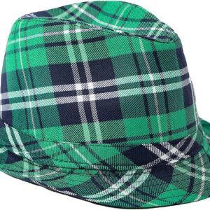 LEMONSODA St. Patrick's Day Green Plaid Fedora Hat Costume Accessory for Men, Women and Kids