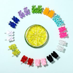 12 Pairs Colorful Bear Earrings Sweet Gummy Bear Earrings Funny Transparent Candy Color Resin Bear Stud Earrings for Women Jewelry Gift