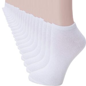 14 pairs low cut ankle socks for men/women thin athletic sock pack socks (white)