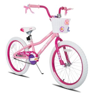 joystar 20 inch girls bike for kids 7-10 years girl bicycle with basket and streamer 20" kids bikes for girls ages 9-12 child bike pink