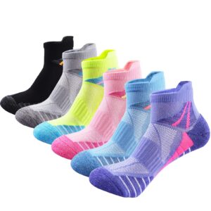 j.wmeet womens ankle socks athletic cushioned breathable performance sport tab cotton quarter women's running socks 6 pack