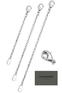 jiacharmed necklace extenders, silver necklace extenders delicate 2",3", 4" inches necklace extension chain set for necklaces chokers bracelets anklets, 2mm width chain extender