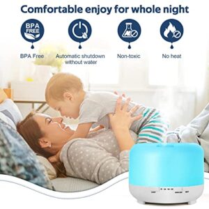 Moisturnt Aromatherapy Essential Oil Diffuser for Room: 500ml Aroma Air Humidifier Remote Control for Home Large & Small Rooms-Ultrasonic Cool Mist Diffusers Oils Vaporizer with Light,Light White