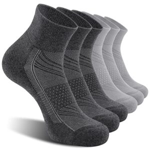 celersport 6 pack men's ankle socks with cushion, sport athletic running socks, 3 dark gray + 3 gray, x-large