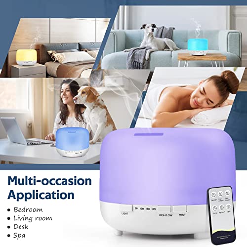 Moisturnt Aromatherapy Essential Oil Diffuser for Room: 500ml Aroma Air Humidifier Remote Control for Home Large & Small Rooms-Ultrasonic Cool Mist Diffusers Oils Vaporizer with Light,Light White