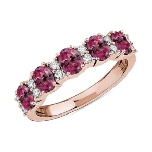 Jewelrygift 18K Rose Gold Plated Eternity Band Ring Natural Pink Sapphire Gtone Chakra Healing Birthstone Daliy Wear Party Wear Fine Jewelry for Women and Ring : 6