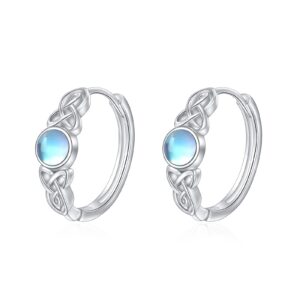 poplyke sterling silver celtic moonstone hoops earrings huggie earrings jewelry gift for women