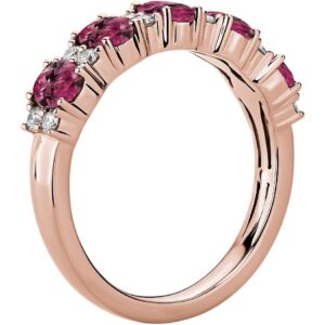 Jewelrygift 18K Rose Gold Plated Eternity Band Ring Natural Pink Sapphire Gtone Chakra Healing Birthstone Daliy Wear Party Wear Fine Jewelry for Women and Ring : 6