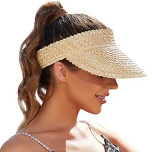 sun hat for women, sun visors/ beach straw hats, handmade, ivory