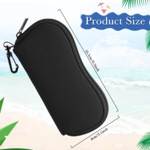 Flutesan 3 Pieces Sunglasses Soft Case Portable Neoprene Zipper Eyeglass Case Ultra Light Sunglasses Safety Pouch Glasses Case with Clip