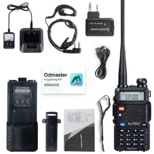 Baofeng UV-5R Ham Radio Handheld High Power Two Way Radio 3800mAh Battery Walkie Talkies with Earpiece and TIDRADIO Wireless Programmer Adapter Support Phone APP Program