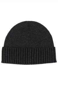 bruno magli 100% italian cashmere hat for men – men’s knit winter beanie, heathered rib charcoal with black