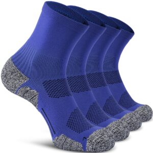 cwvlc compression athletic unisex quarter socks cushioned, 4-pairs royal blue, xl